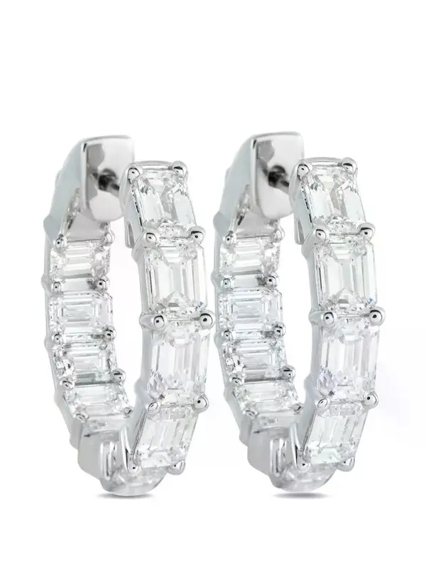 LB EXCLUSIVE 18k White Gold Diamond Hoop Earrings - Silver