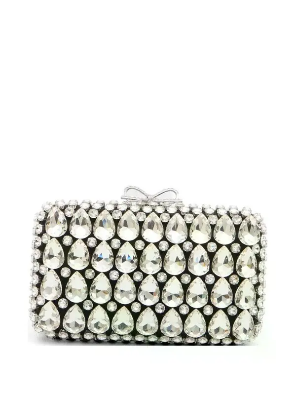 SELF-PORTRAIT Crystal-embellished Bow Clutch - White