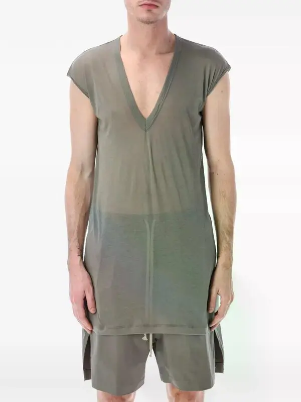 Rick Owens Deep V-neck Sleeveless T-shirt - Grey