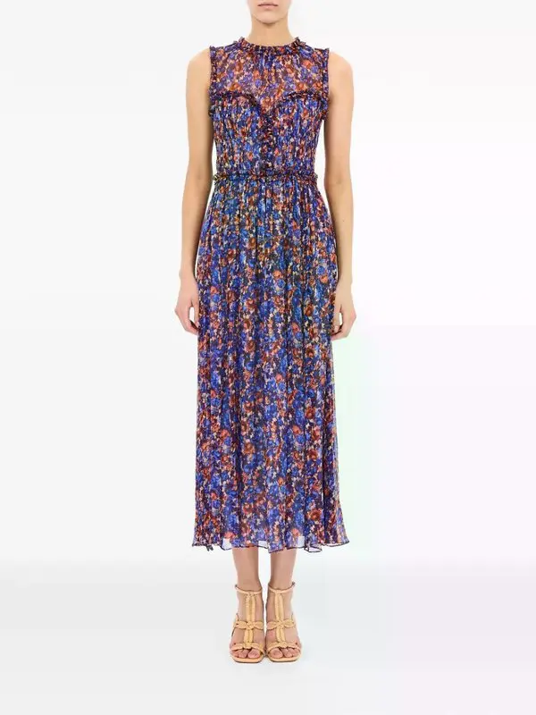 Ulla Johnson Kasia Ruffled Silk Midi Dress - Purple