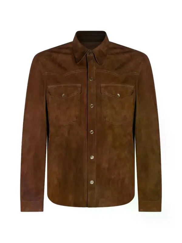 SALVATORE SANTORO Buttoned Flap-pocket Leather Jacket