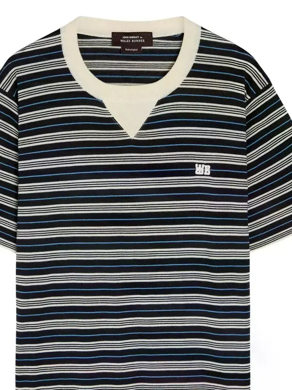 WALES BONNER Striped-pattern V-neck T-shirt