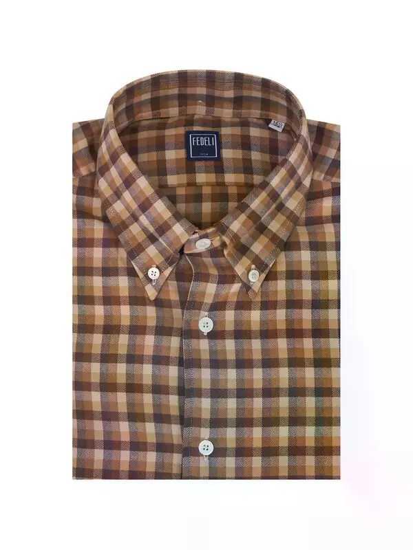 Fedeli Check-pattern Shirt - Brown