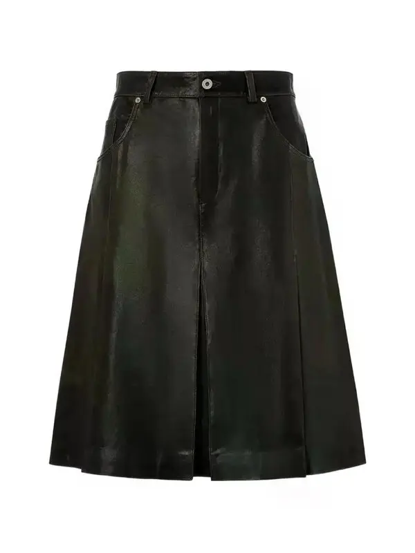HALFBOY Front-pleat Midi Skirt - Brown