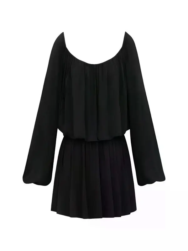 Saint Laurent Long-sleeve Gathered Mini Dress - Black