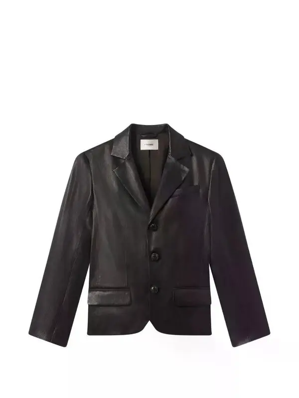 FRAME Buttoned Leather Blazer - Black