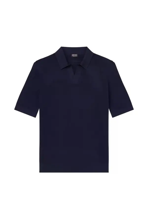 Zegna V-neck Polo Shirt - Blue