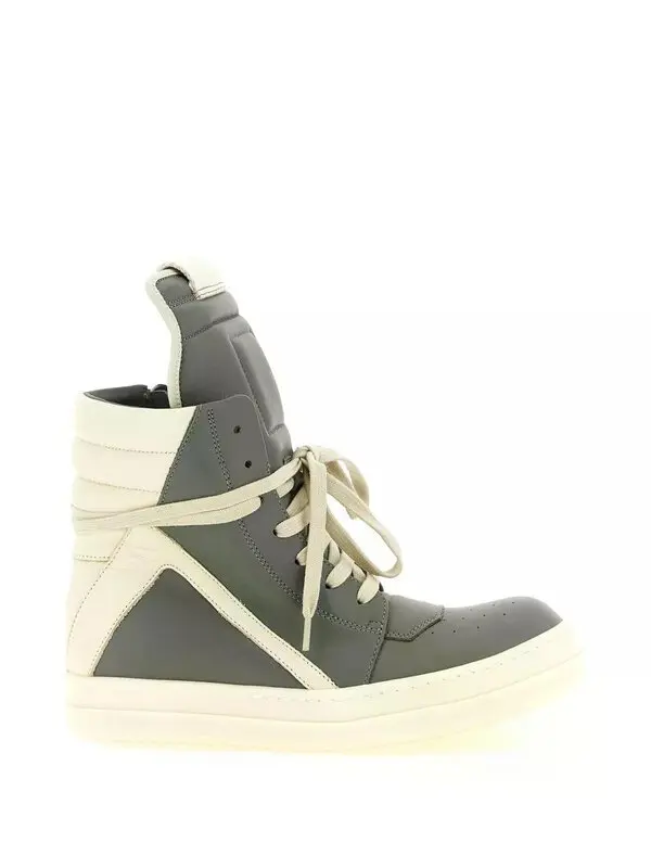 Rick Owens Geobasket Lace-up Leather Sneakers - Grey