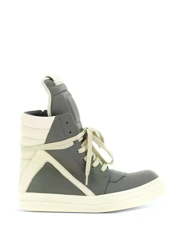 Rick Owens Geobasket Lace-up Leather Sneakers - Grey