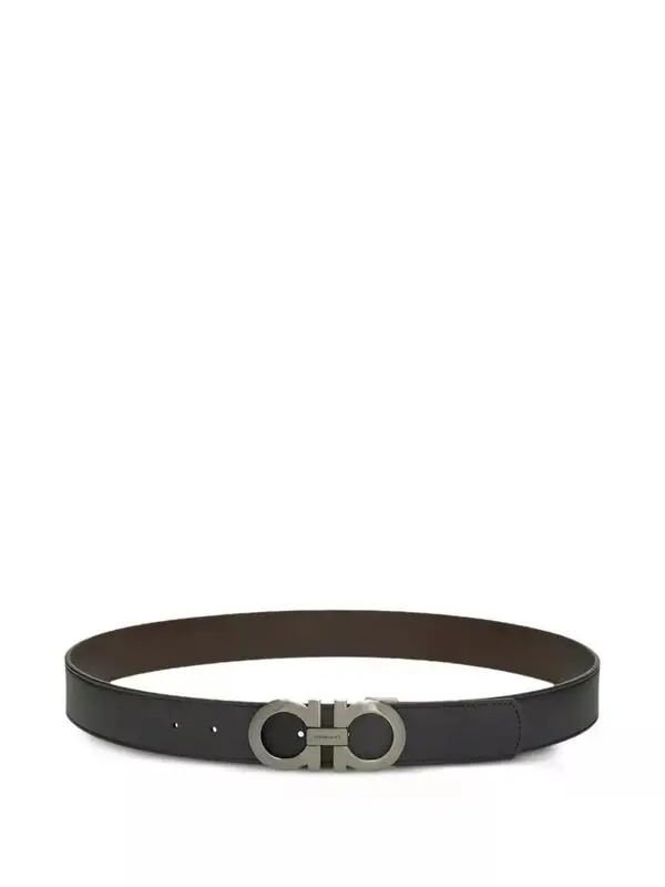 FERRAGAMO Gancini Adjustable Buckle Belt - Black