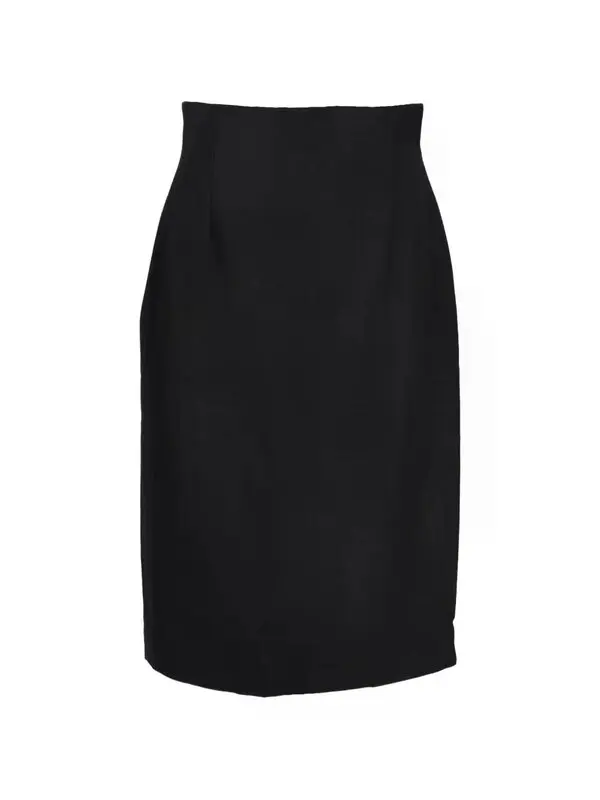 Gianfranco Ferre Office Wool Midi Skirt - Black