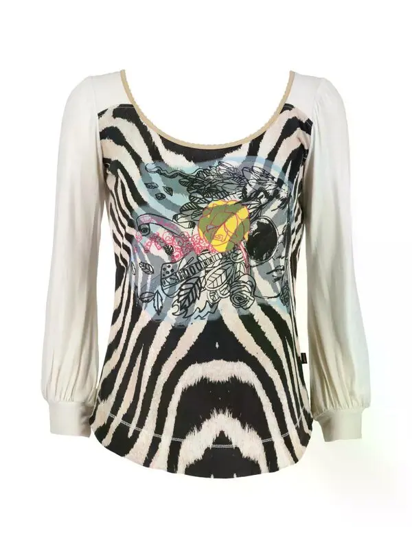 Just Cavalli Zebra-print Long-sleeve Top - White