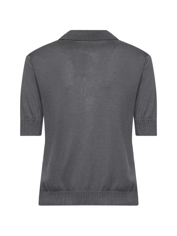 BLANCA VITA Pointelle-knit Silk Polo Shirt