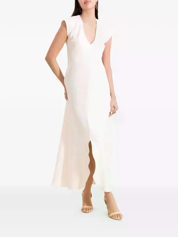 PETER COHEN Scallopped-hem V-neck Maxi Dress - White