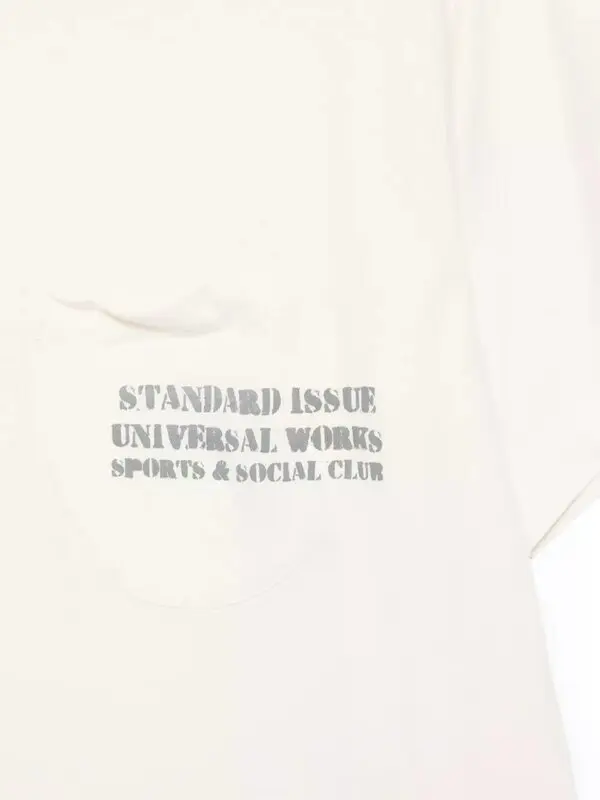 Universal Works Logo-detail Pocket T-shirt - Neutrals