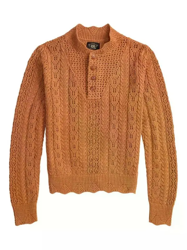 Ralph Lauren Buttoned Open-knit Sweater - Orange
