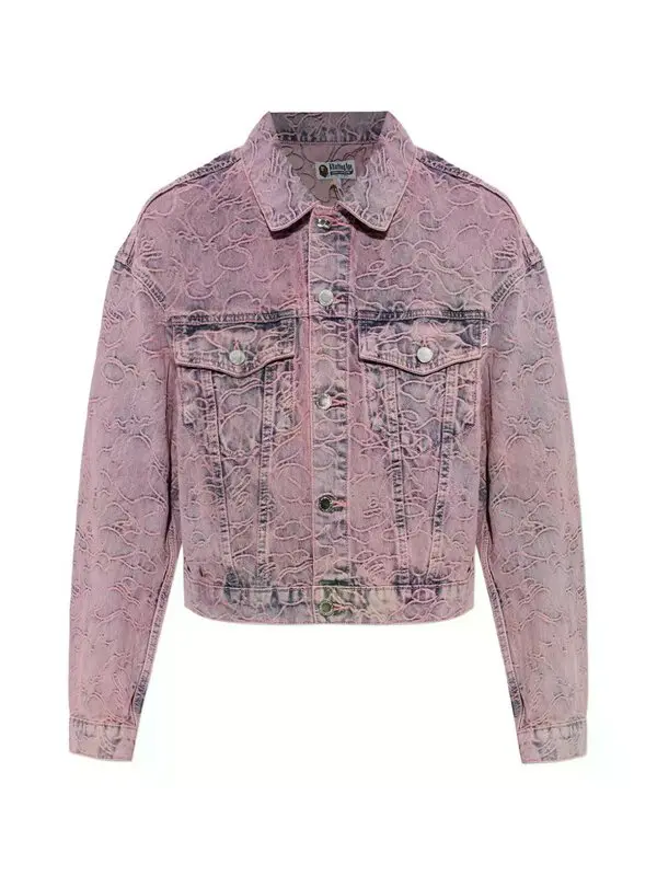 A BATHING APE Line Camo Patterned Denim Jacket - Pink