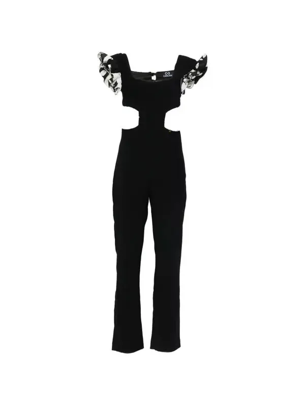 CATALINA D'ANGLADE Ruffled Cutout Jumpsuit - Black
