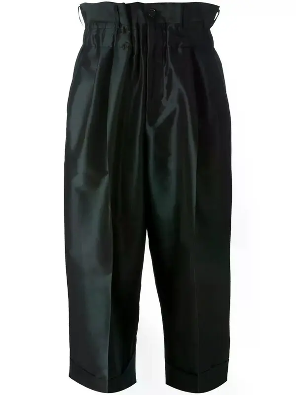 Comme Des Garçons Cropped Pleated Trousers - Black