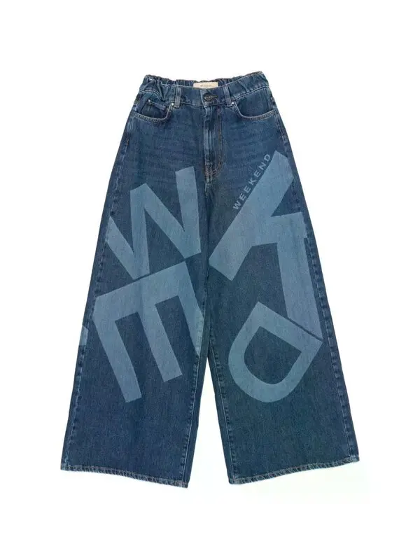 Max Mara Wkdvortice Lettering Wide Jeans - Blue