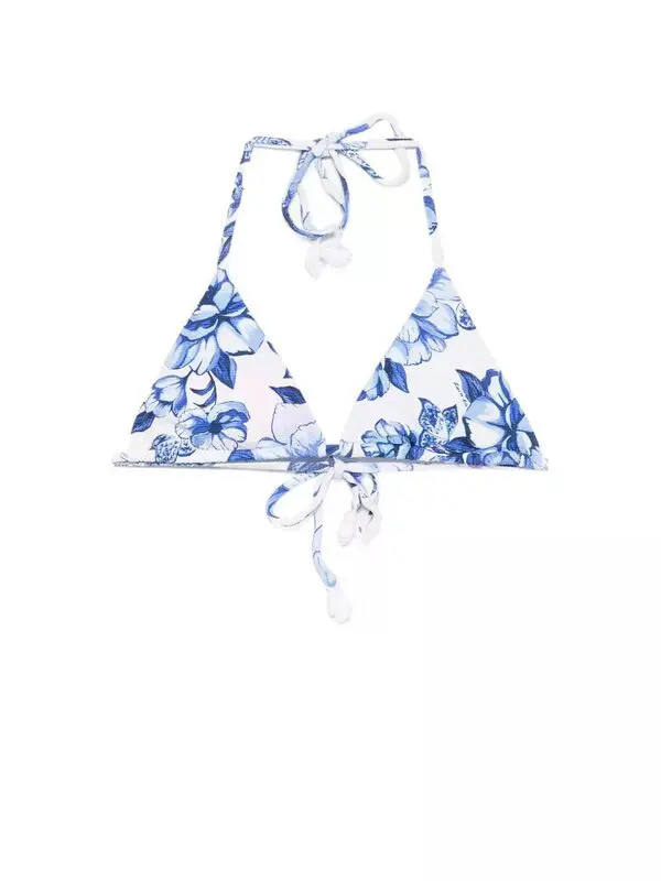 Farm Rio Porcelain Chita Triangle Bikini Top - White