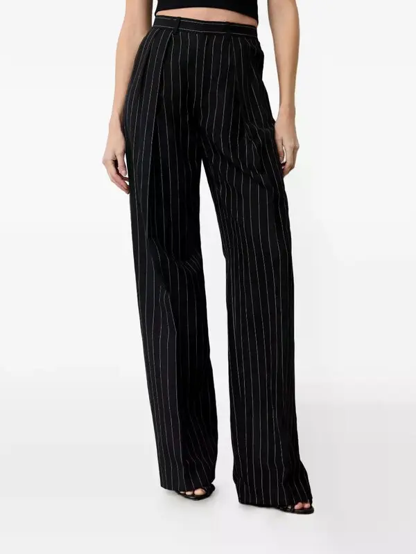 Ralph Lauren Striped Pleated Trousers - Black