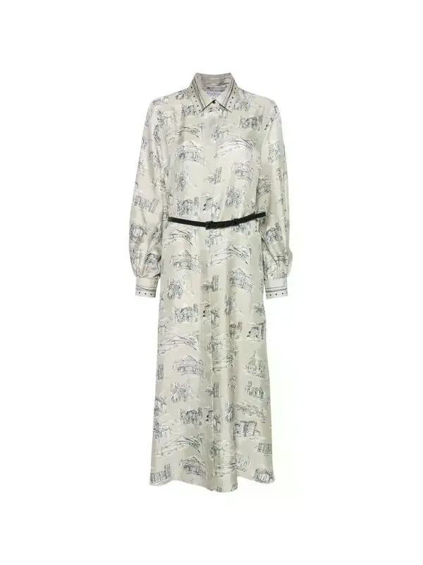 Max Mara Patterned Shirt Dress - Grey