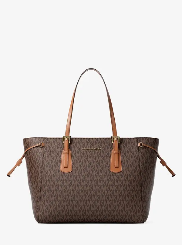 Michael Kors Voyager Large Signature Logo Top-zip Tote Bag - Brown