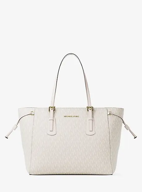 Michael Kors Voyager Large Signature Logo Top-zip Tote Bag - Natural