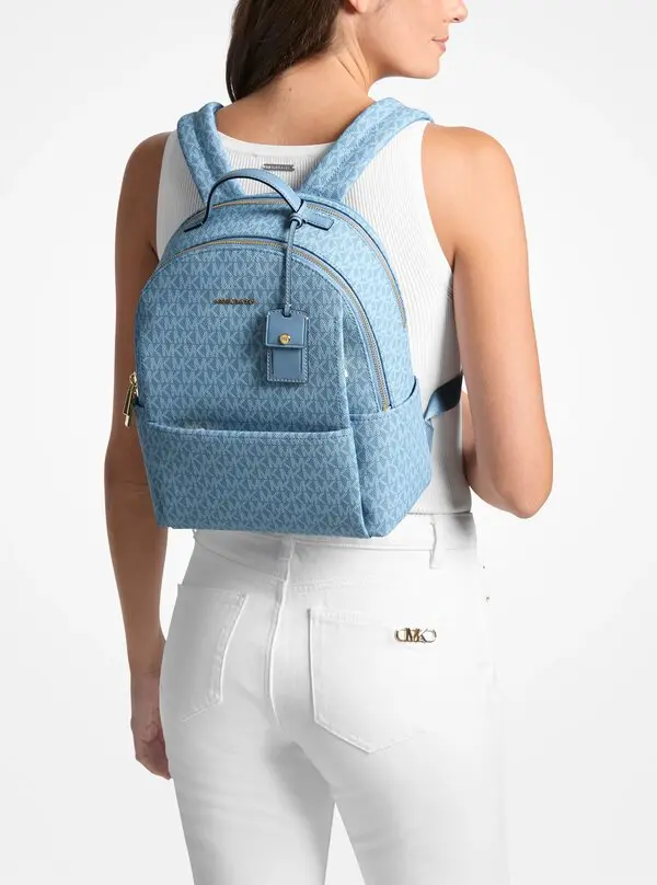 Michael Kors Sable Medium Signature Logo Backpack - Blue