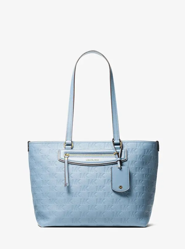 Michael Kors Jet Set Travel Medium Logo Embossed Leather Tote Bag