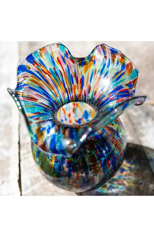 VIETRI Hibiscus Glass Carnevale Bud Vase