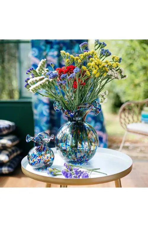VIETRI Hibiscus Glass Carnivale Medium Fluted Vase