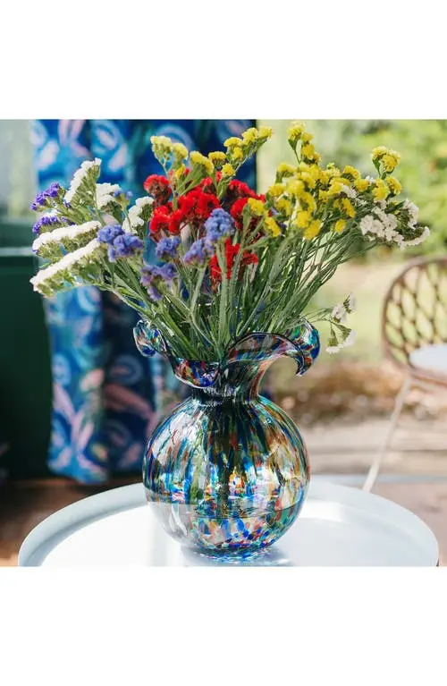 VIETRI Hibiscus Glass Carnivale Medium Fluted Vase