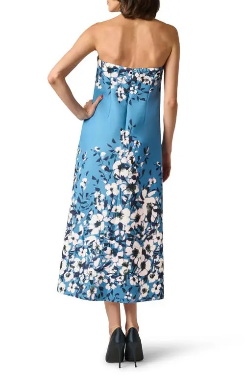 Aidan Mattox Printed Strapless Scuba Trapeze Dress