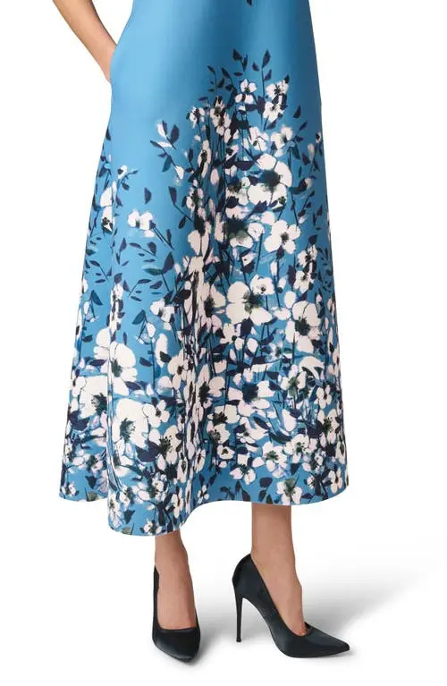 Aidan Mattox Printed Strapless Scuba Trapeze Dress