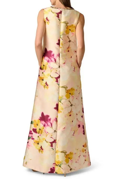 Aidan Mattox Beaded Print Mikado Gown