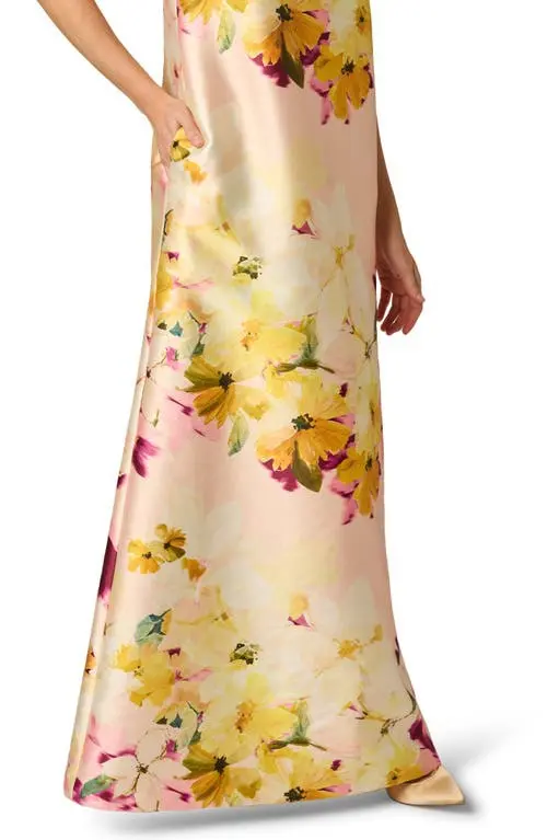 Aidan Mattox Beaded Print Mikado Gown