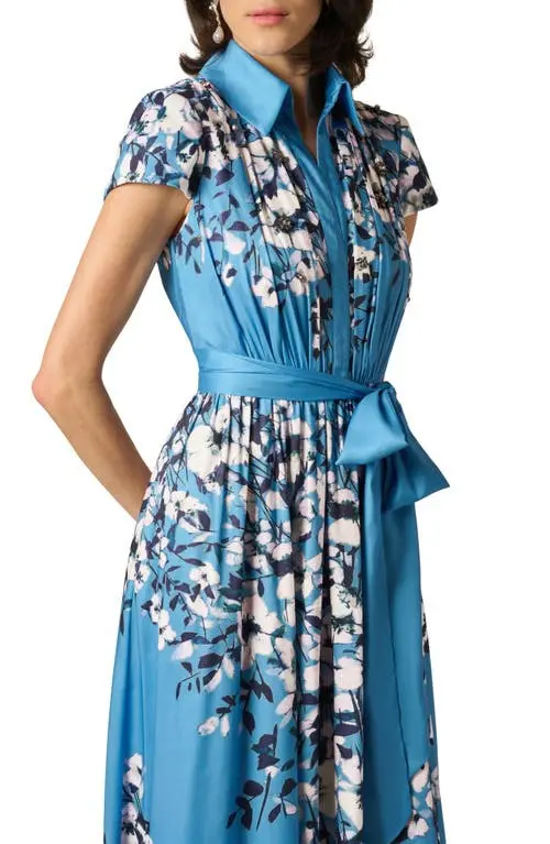 Aidan Mattox Printed Tie Waist Gown