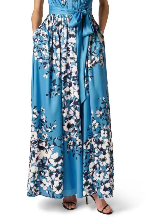 Aidan Mattox Printed Tie Waist Gown