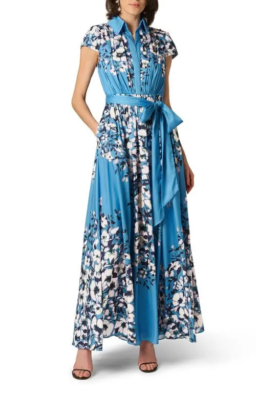 Aidan Mattox Printed Tie Waist Gown