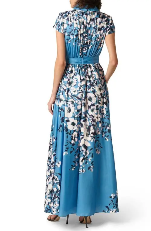Aidan Mattox Printed Tie Waist Gown