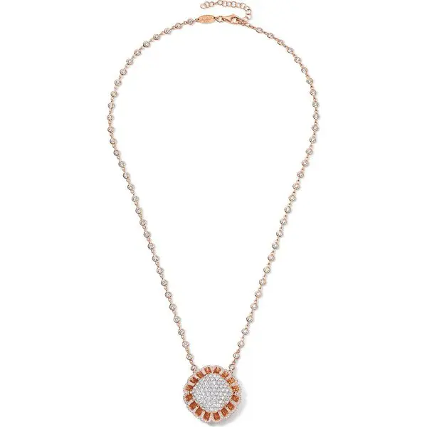 MINDI MOND Floating All Diamond Pendant Necklace - 18k Rose Gold