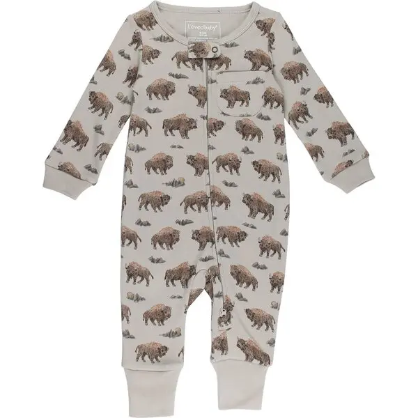 L'OVEDBABY Print Organic Cotton Zip Romper - Bison