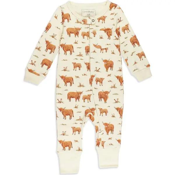 L'OVEDBABY Print Organic Cotton Zip Romper - Highland Cow