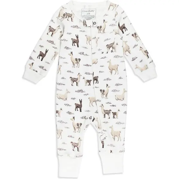 L'OVEDBABY Print Organic Cotton Zip Romper - Llama