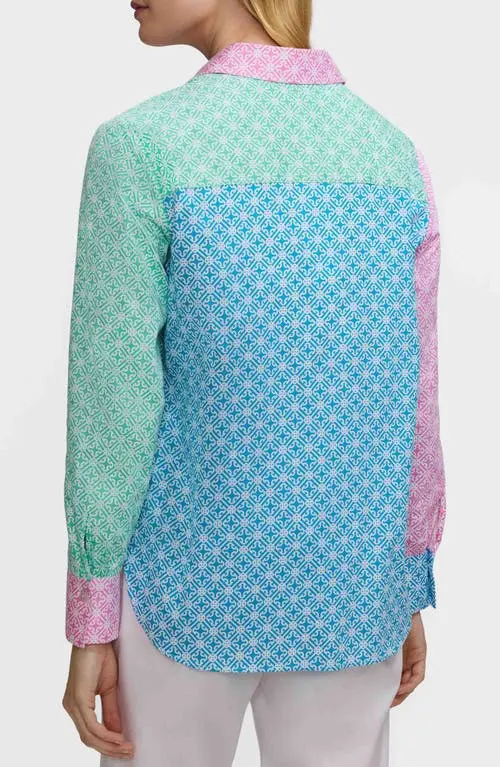 Foxcroft Meghan Geo Lattice Button-up Shirt - Pink/multi