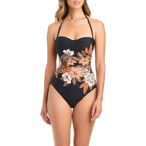 BLEU BY ROD BEATTIE Shirred One-piece Swimsuit - Black