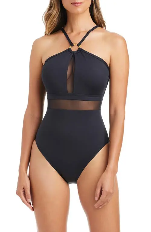 BLEU BY ROD BEATTIE Sheer Mesh Inset One-piece Swimsuit - Black