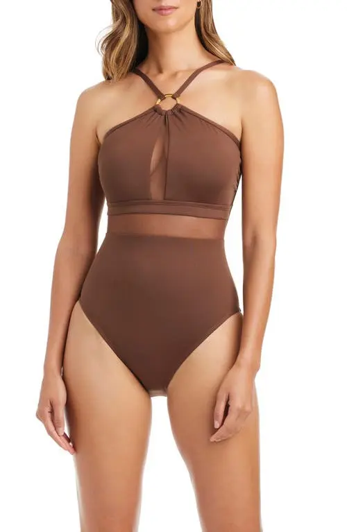 BLEU BY ROD BEATTIE Sheer Mesh Inset One-piece Swimsuit - Rockpool